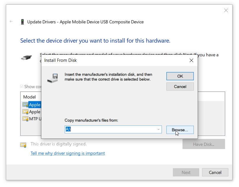 How to install correct Apple drivers